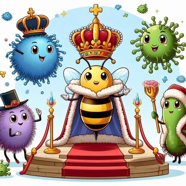 “Royal microbes”, the court of the queen bee.